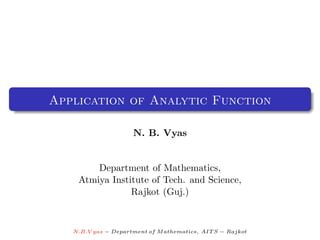 Application of analytic function | PDF