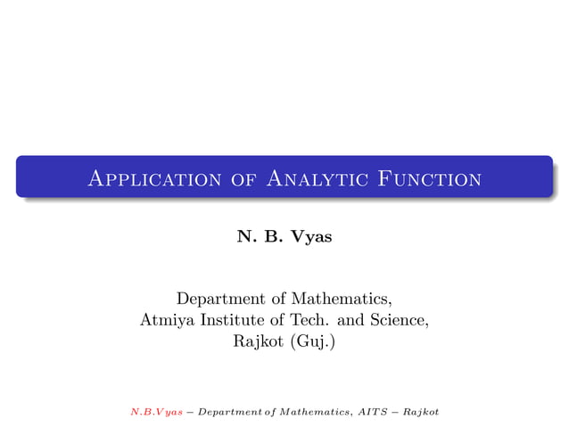 Application of analytic function | PDF | Physics | Science
