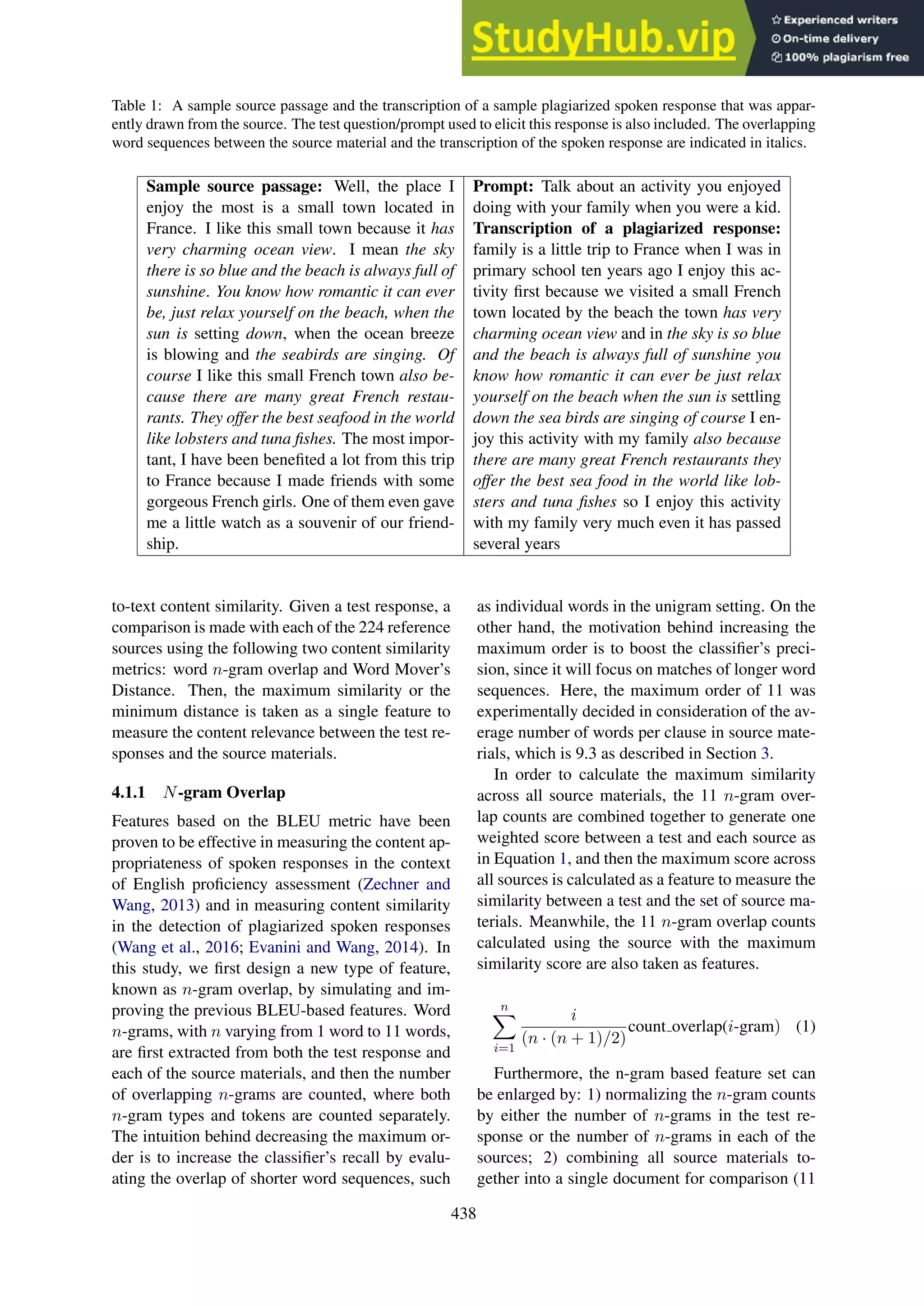 Application Of An Automatic Plagiarism Detection System In A Large Scale Assessment Of English