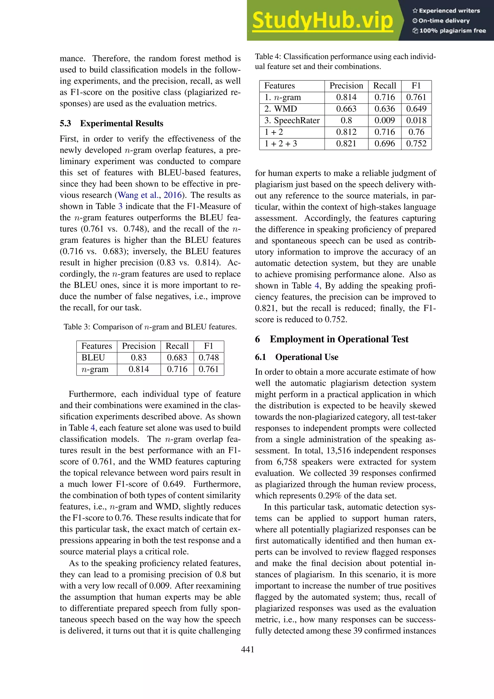Application Of An Automatic Plagiarism Detection System In A Large