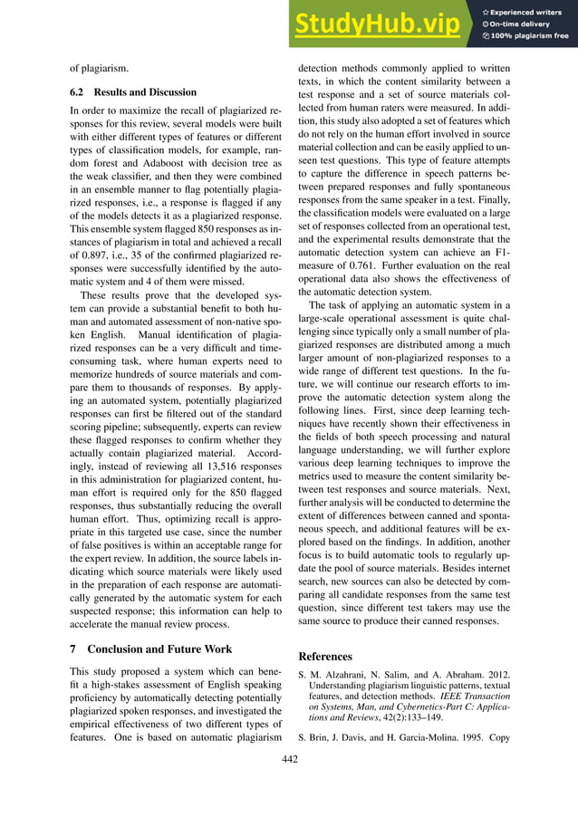 Application Of An Automatic Plagiarism Detection System In A Large