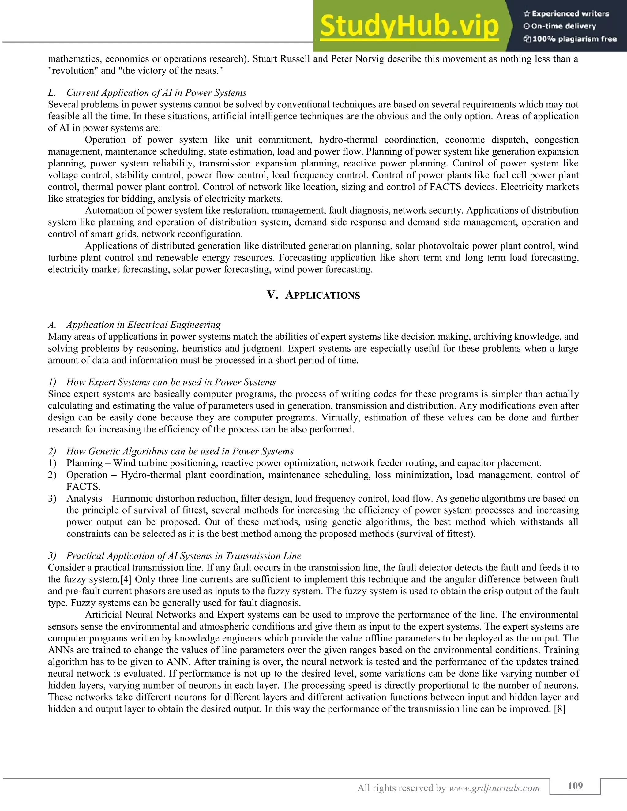 Application Of Artificial Intelligence In Electrical Engineering | PDF