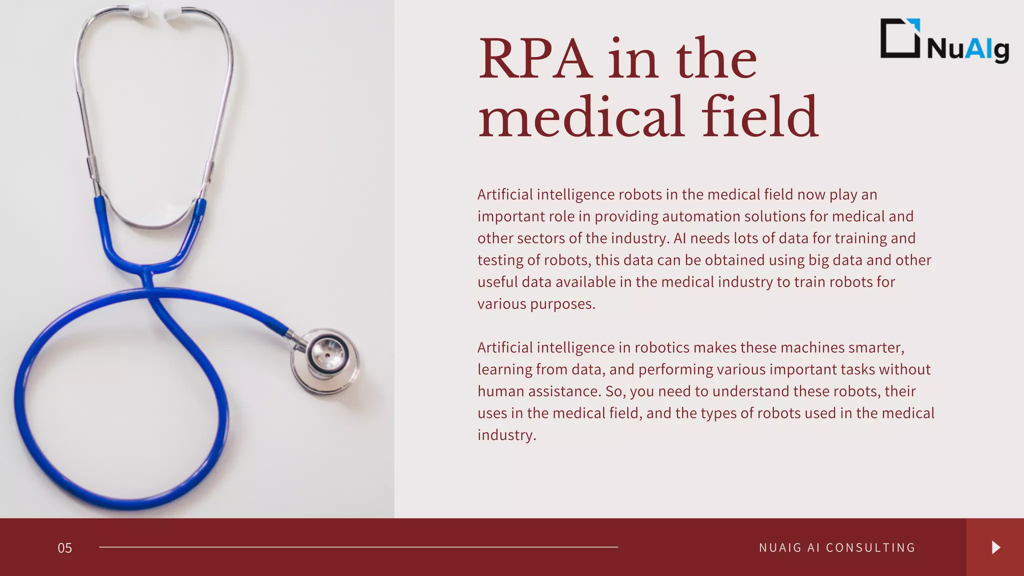 Application of artificial intelligence medical robots in healthcare types and application | PPT