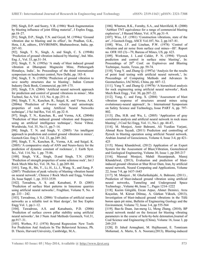 Application Of Artificial Neural Network For Blast Performance Evaluation Pdf Geology Science