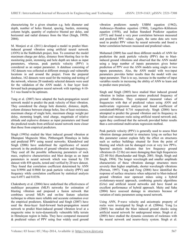 Application Of Artificial Neural Network For Blast Performance Evaluation Pdf Geology Science