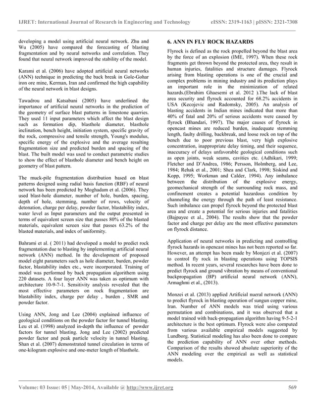 Application Of Artificial Neural Network For Blast Performance Evaluation Pdf Geology Science