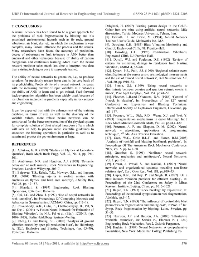 Application Of Artificial Neural Network For Blast Performance Evaluation Pdf Geology Science