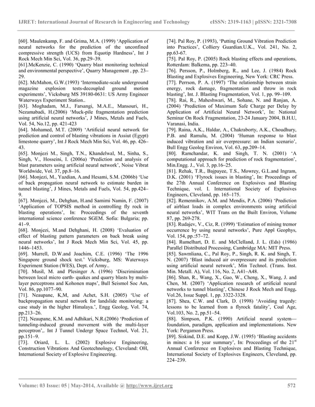 Application Of Artificial Neural Network For Blast Performance Evaluation Pdf Geology Science