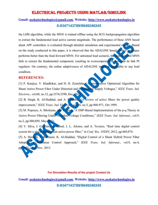 Application of Artificial Neural Networks for Shunt APF Control | PDF