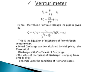 Application of bernoulli's equation | PPTX