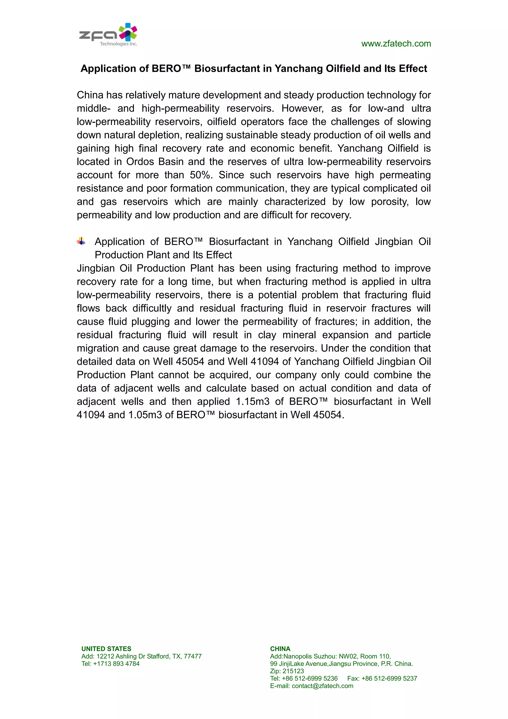 (EOR/MEOR/BERO/oil recovery) Application of bero™ biosurfactant in ...