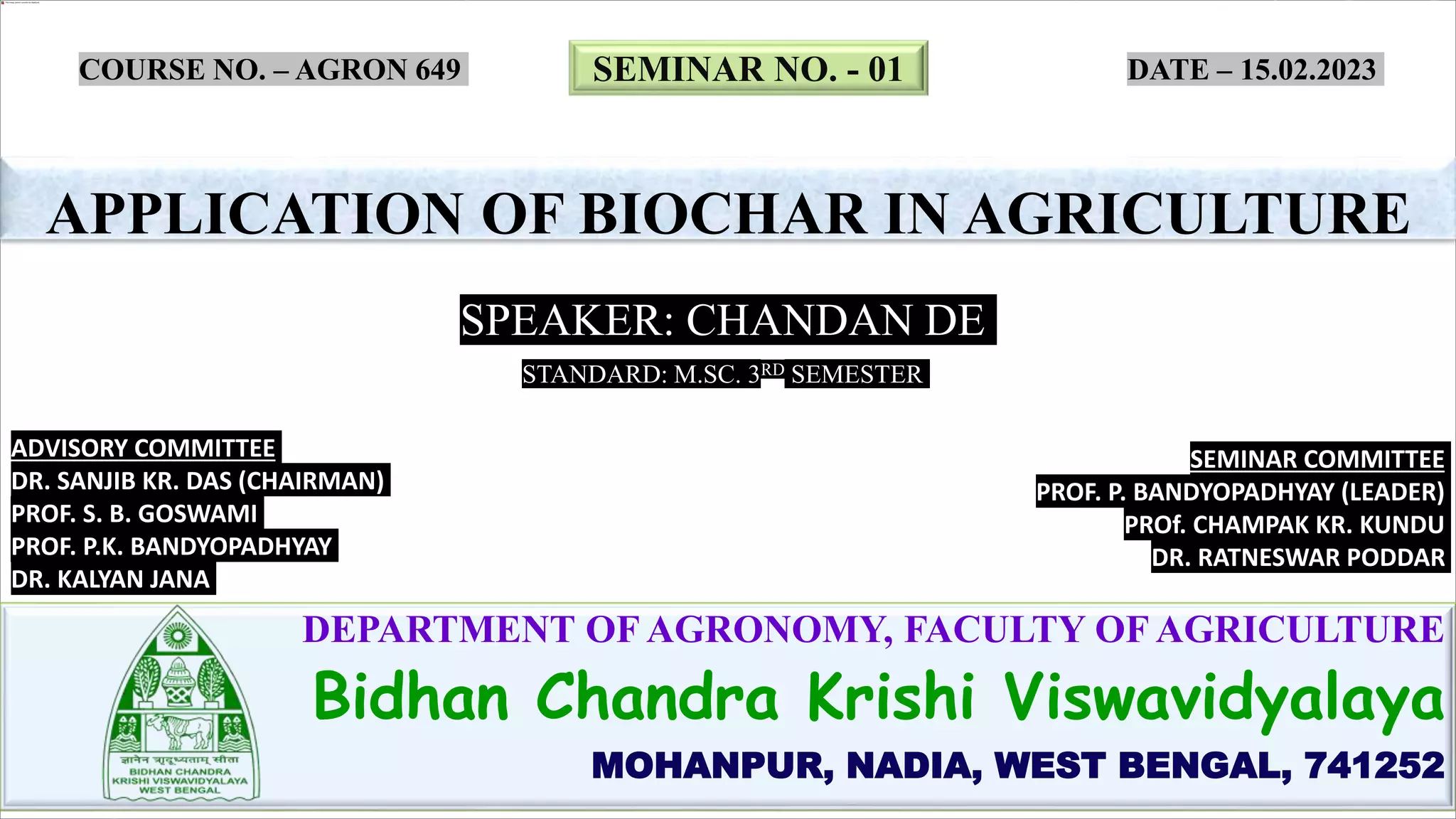 Application Of Biochar In Agriculturepptx Agriculture Industries
