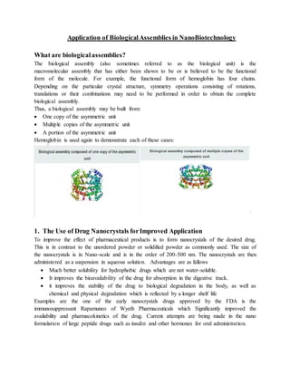 Application of Biological Assemblies in Nano Biotechnology | DOCX
