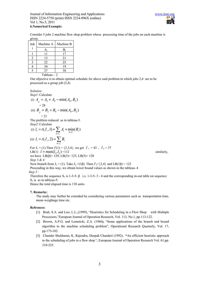 Application of branch and bound method for optimal two stage flow shop ...