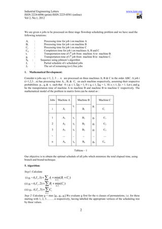 Application of branch and bound technique for 3 stage flow shop ...