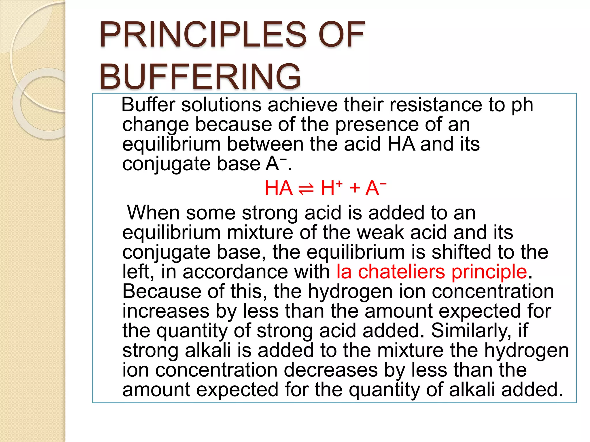 Application of buffers,buffers equation and buffer capacity | PPTX