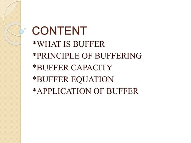 Application of buffers,buffers equation and buffer capacity | PPTX
