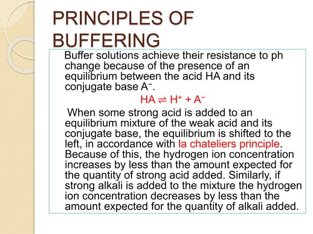 Application of buffers,buffers equation and buffer capacity | PPTX