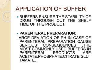 Application of buffers,buffers equation and buffer capacity | PPTX