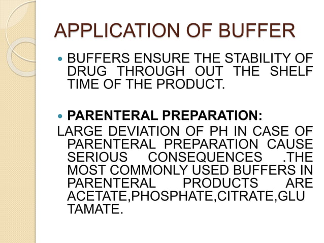 Application of buffers,buffers equation and buffer capacity | PPTX