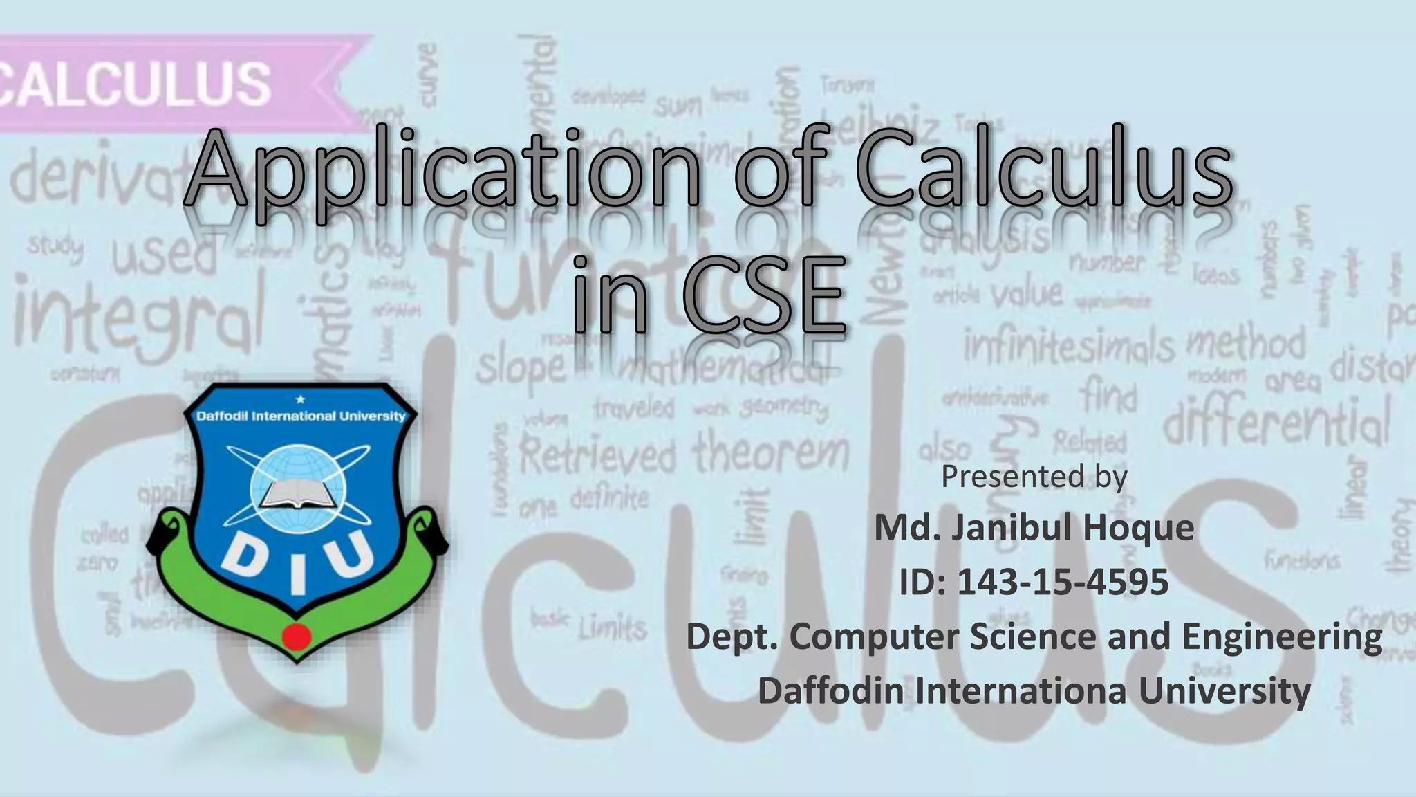 Application of calculus in cse | PPTX | Physics | Science