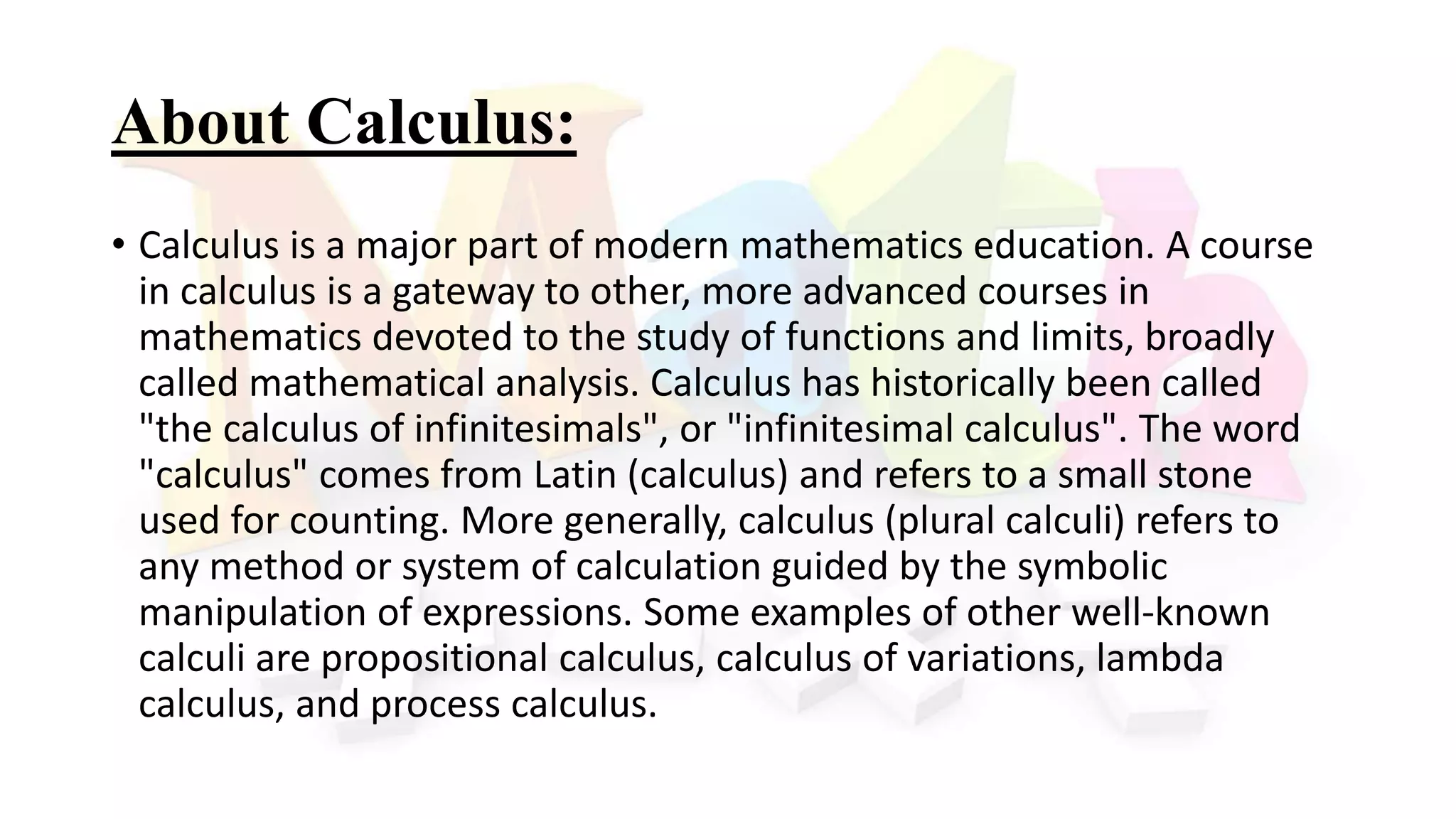 Application of calculus in cse | PPTX | Physics | Science