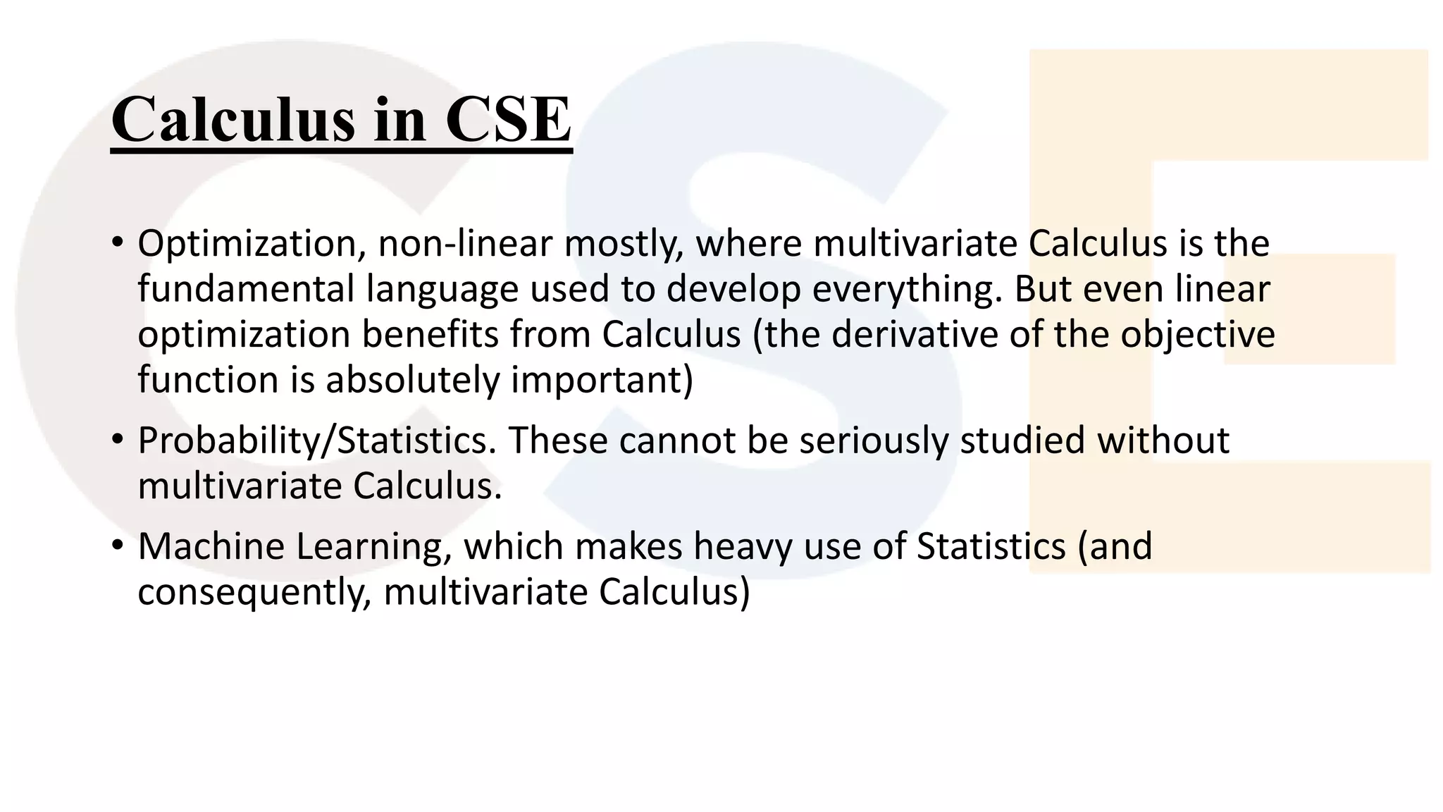 Application of calculus in cse | PPTX | Physics | Science