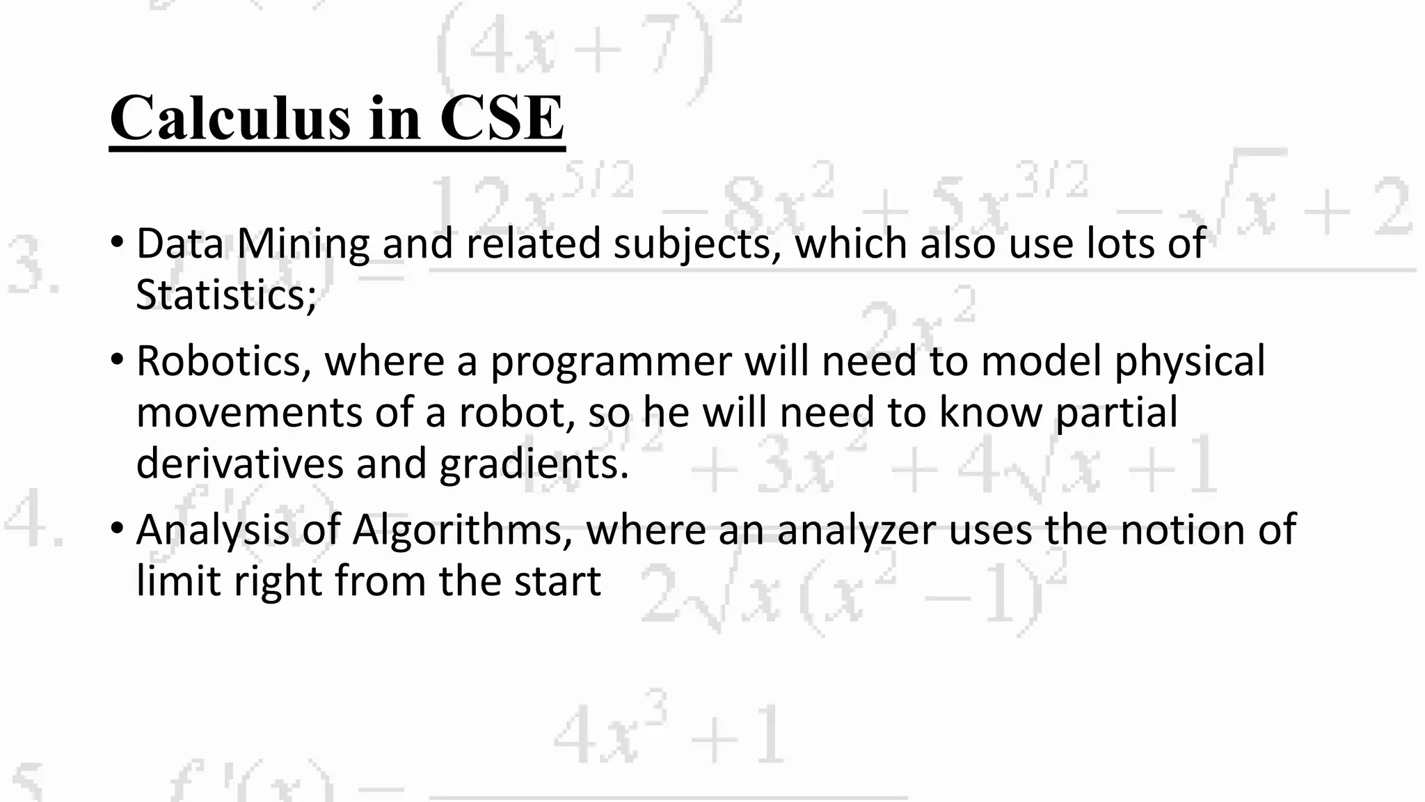 Application of calculus in cse | PPTX | Physics | Science