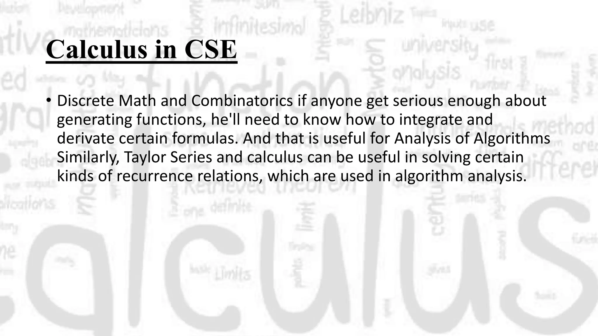Application of calculus in cse | PPTX | Physics | Science