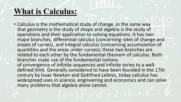 Application of calculus in cse | PPTX | Physics | Science