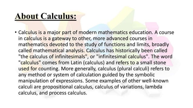 Application of calculus in cse | PPTX | Physics | Science