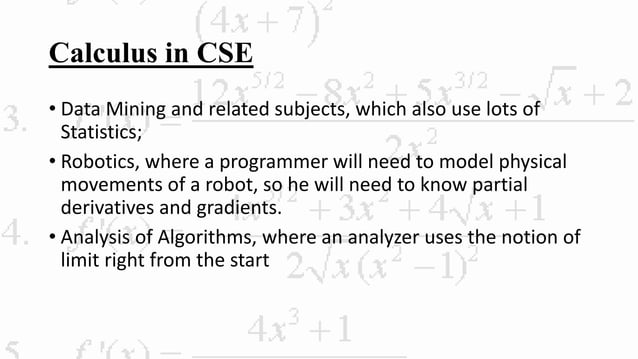 Application of calculus in cse | PPTX | Physics | Science