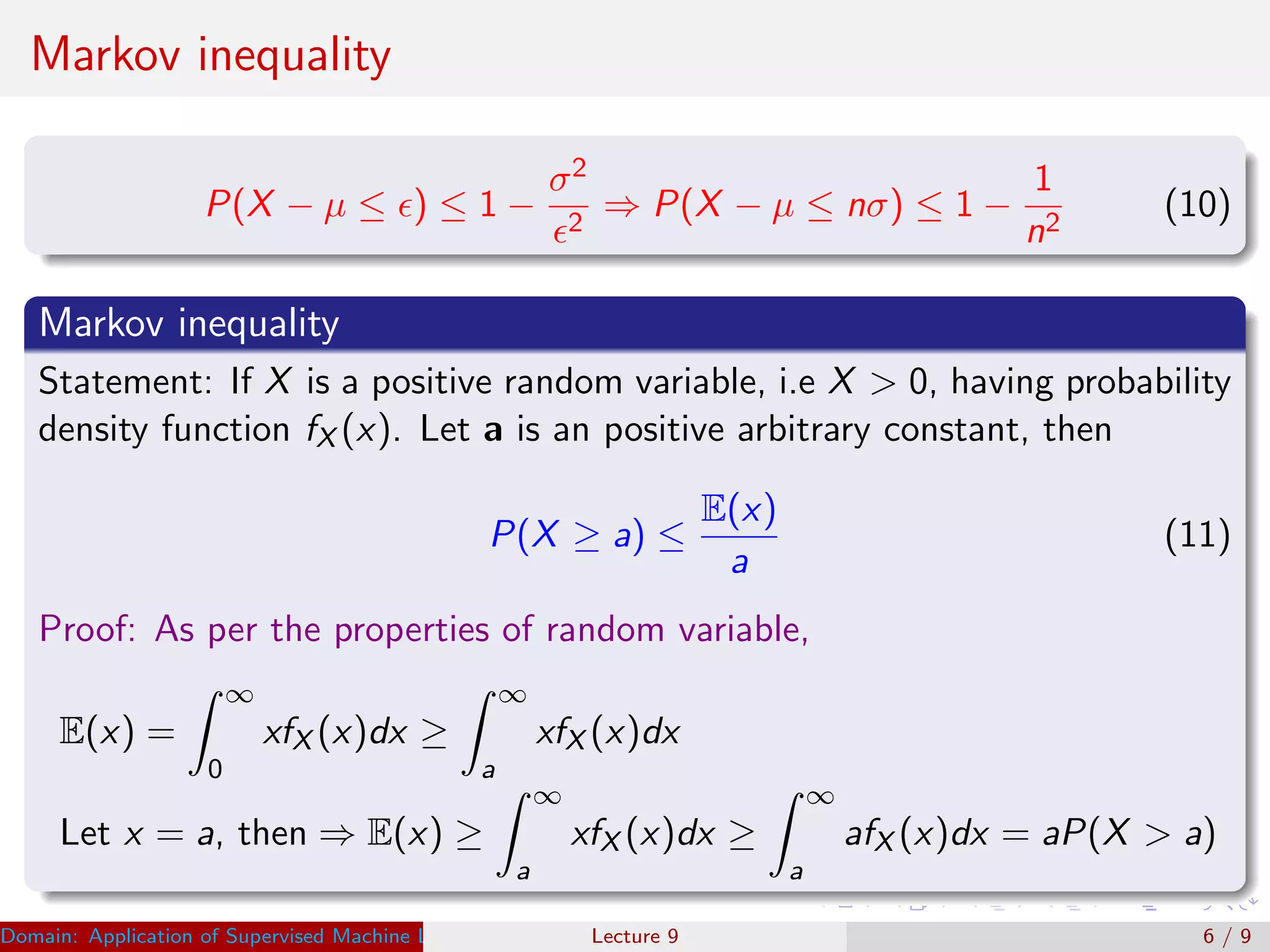 Application Of Chebyshev And Markov Inequality In Machine Learning Ppt