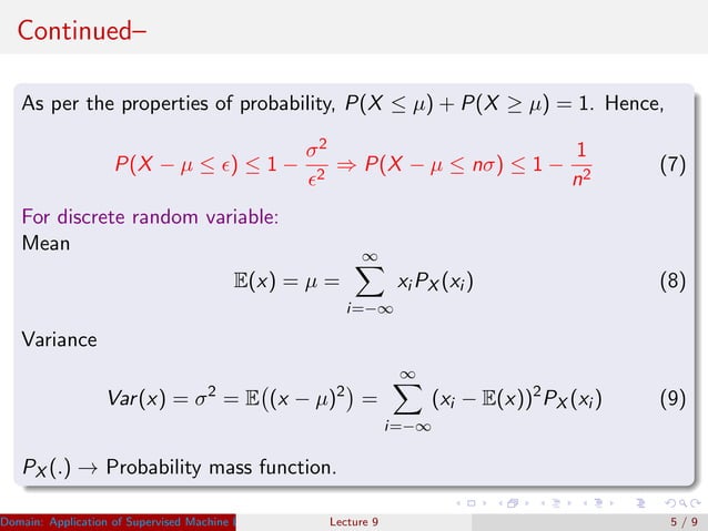 Application Of Chebyshev And Markov Inequality In Machine Learning Ppt