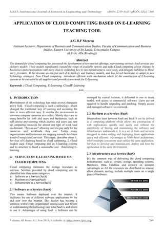 Application of cloud computing based on e learning teaching tool | PDF ...