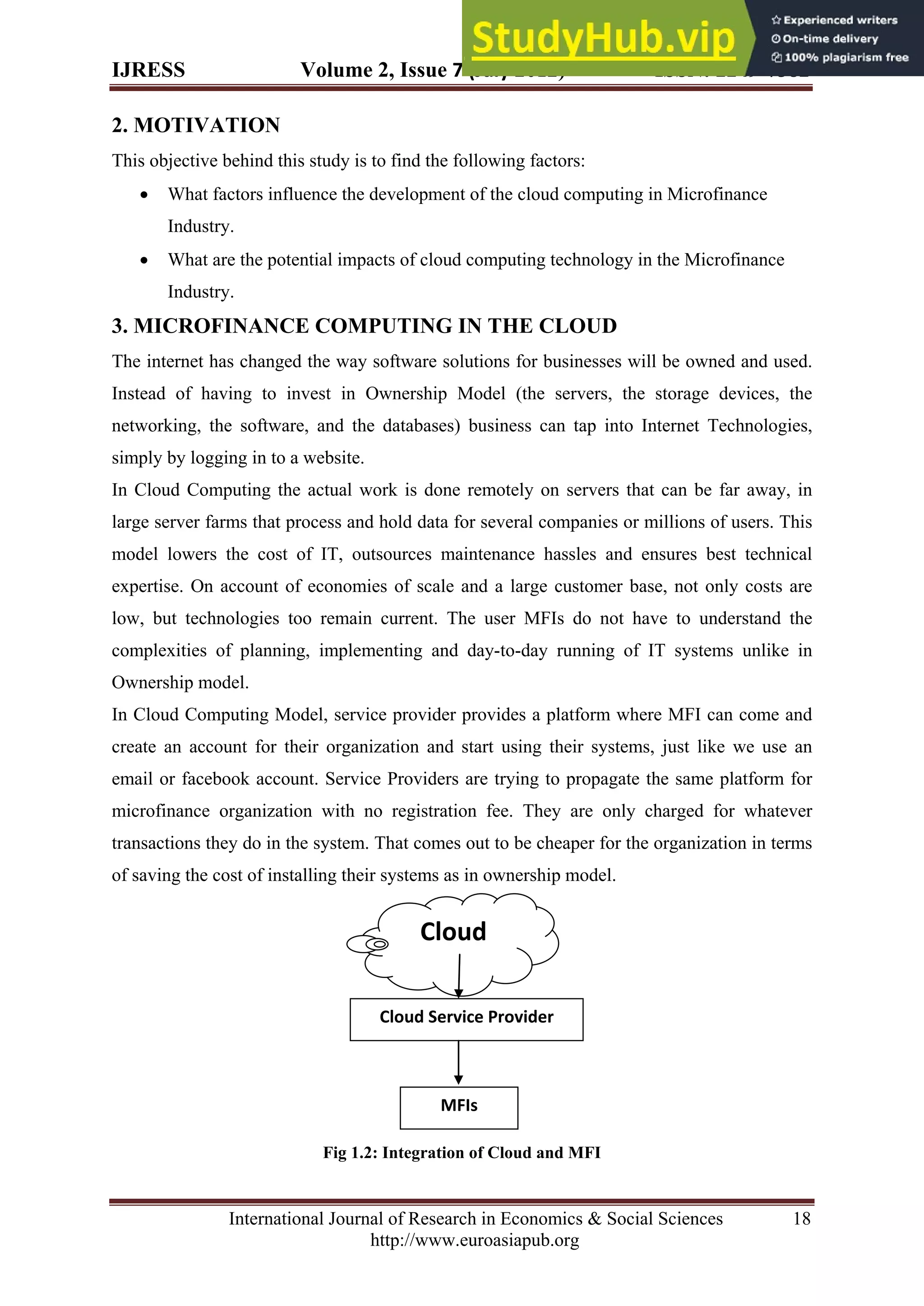 APPLICATION OF CLOUD COMPUTING IN MICROFINANCE | PDF
