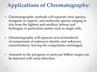 Application of column chromatography in pharmacy | PPTX