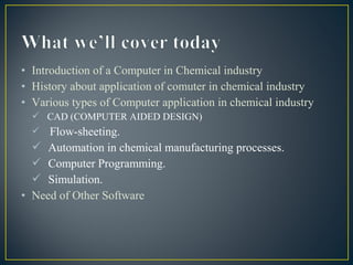 Application of computer in chemical industry | PPT