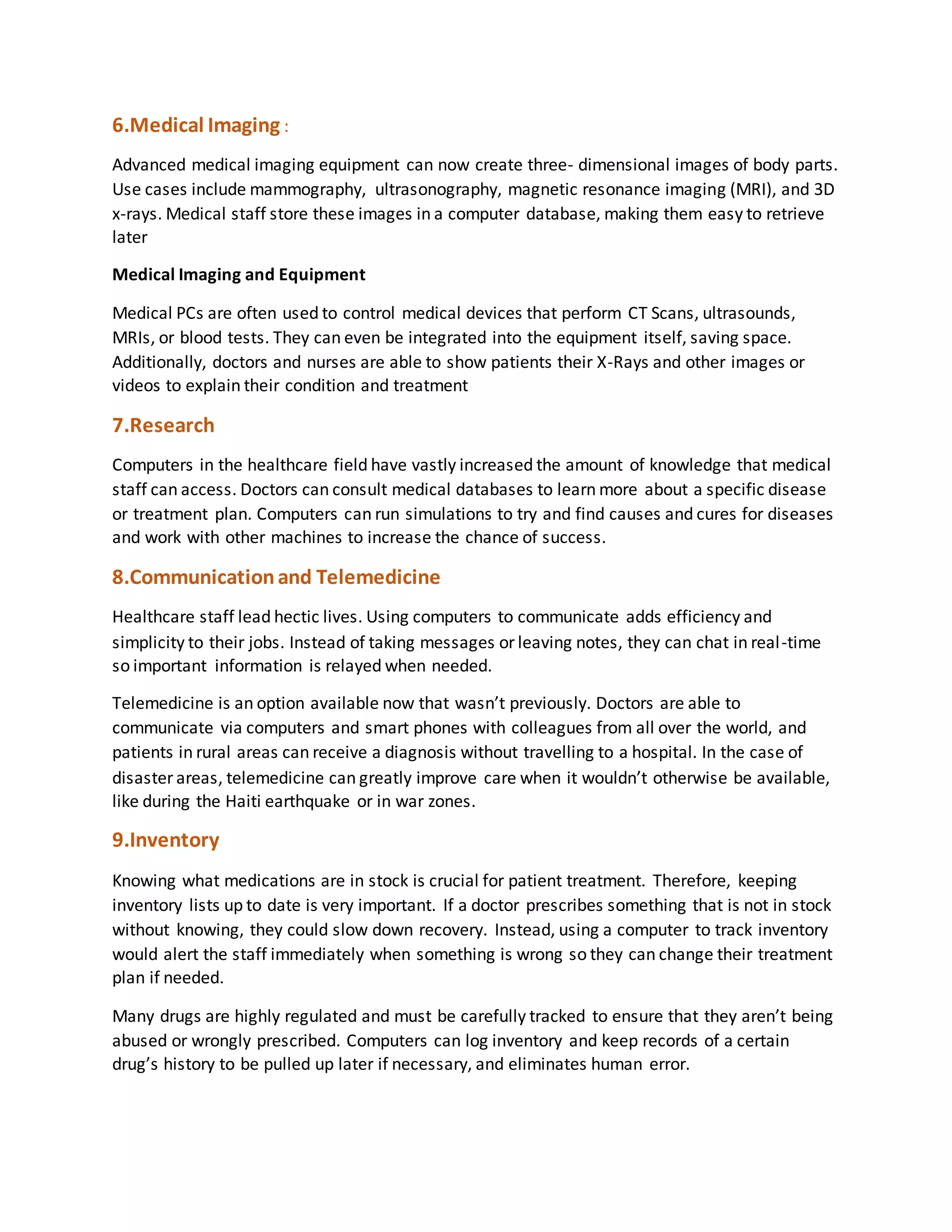 Application of computer in healthcare | DOCX