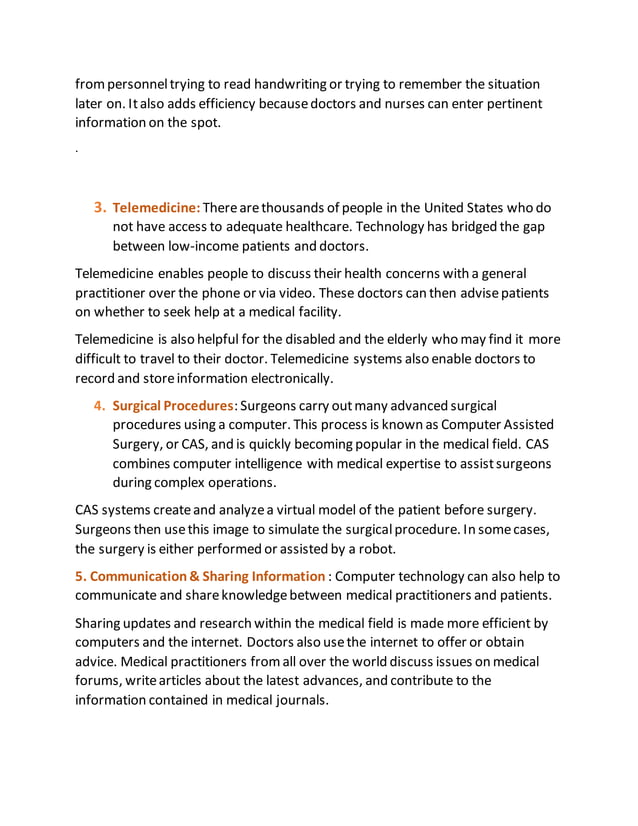 Application of computer in healthcare | DOCX | IT and Internet Support ...