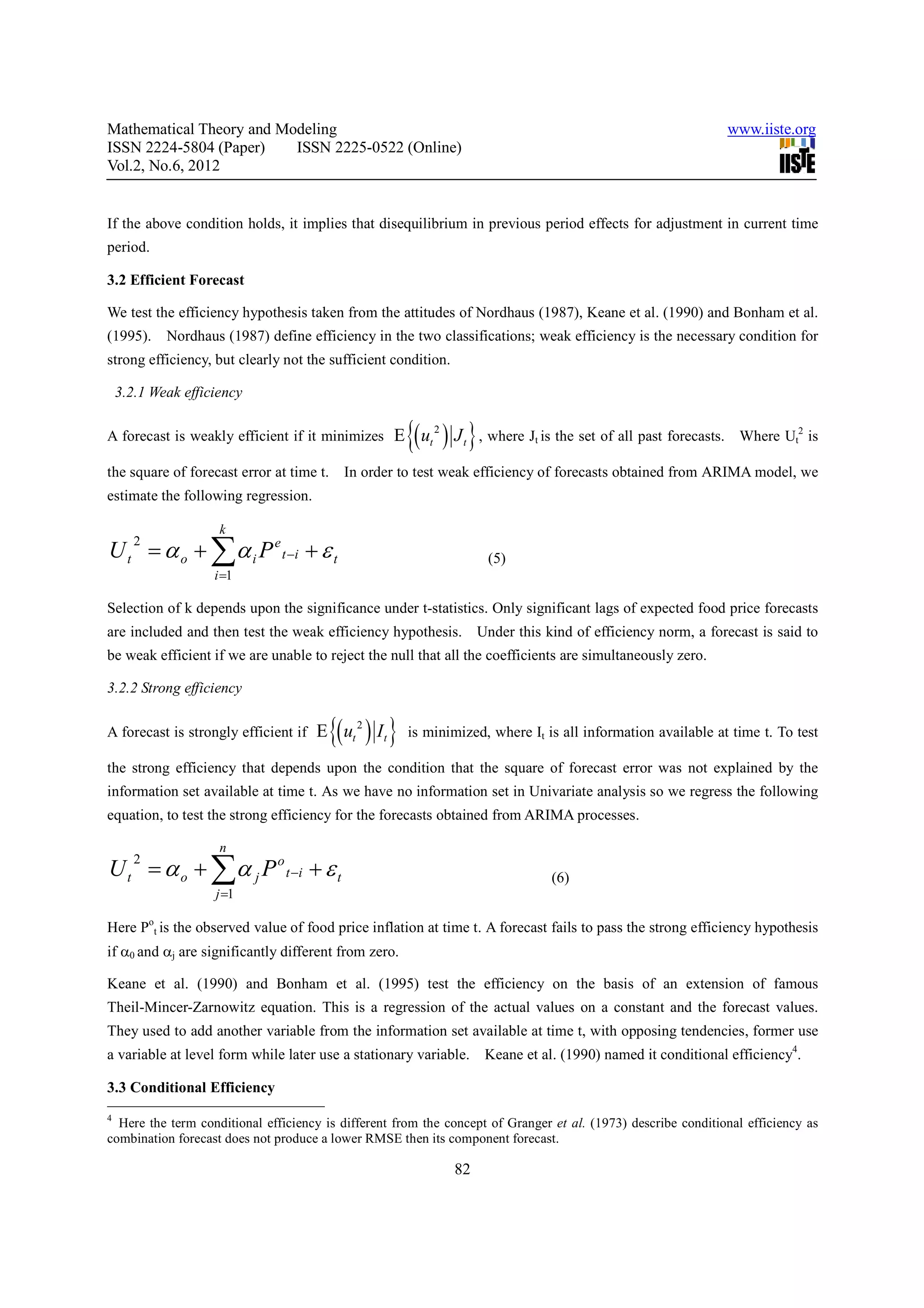 Application Of Consistency And Efficiency Test For Forecasts Pdf