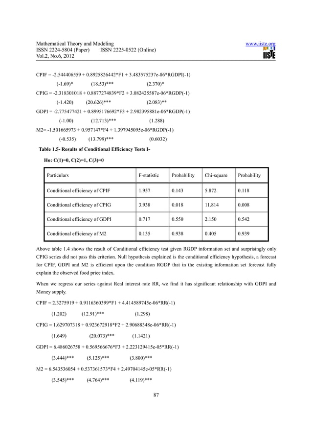 Application Of Consistency And Efficiency Test For Forecasts Pdf