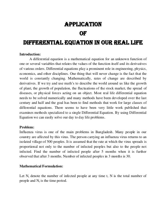 Application Of Differential Equation