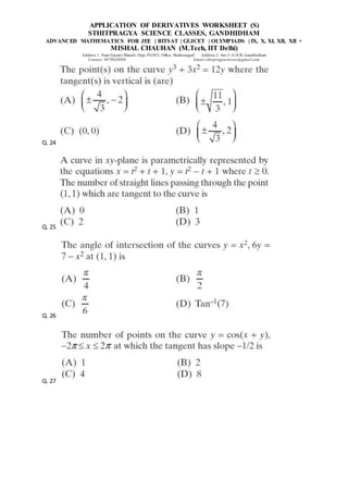 Application of derivatives worksheet (s) | DOCX