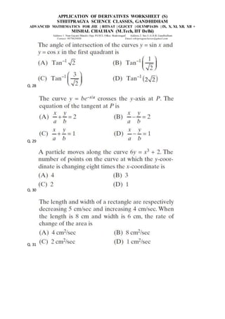 Application of derivatives worksheet (s) | DOCX
