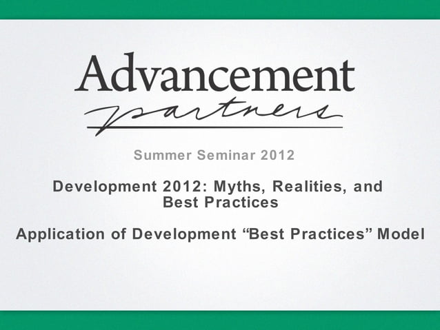 Application of Development "Best Practices" Model | PPT