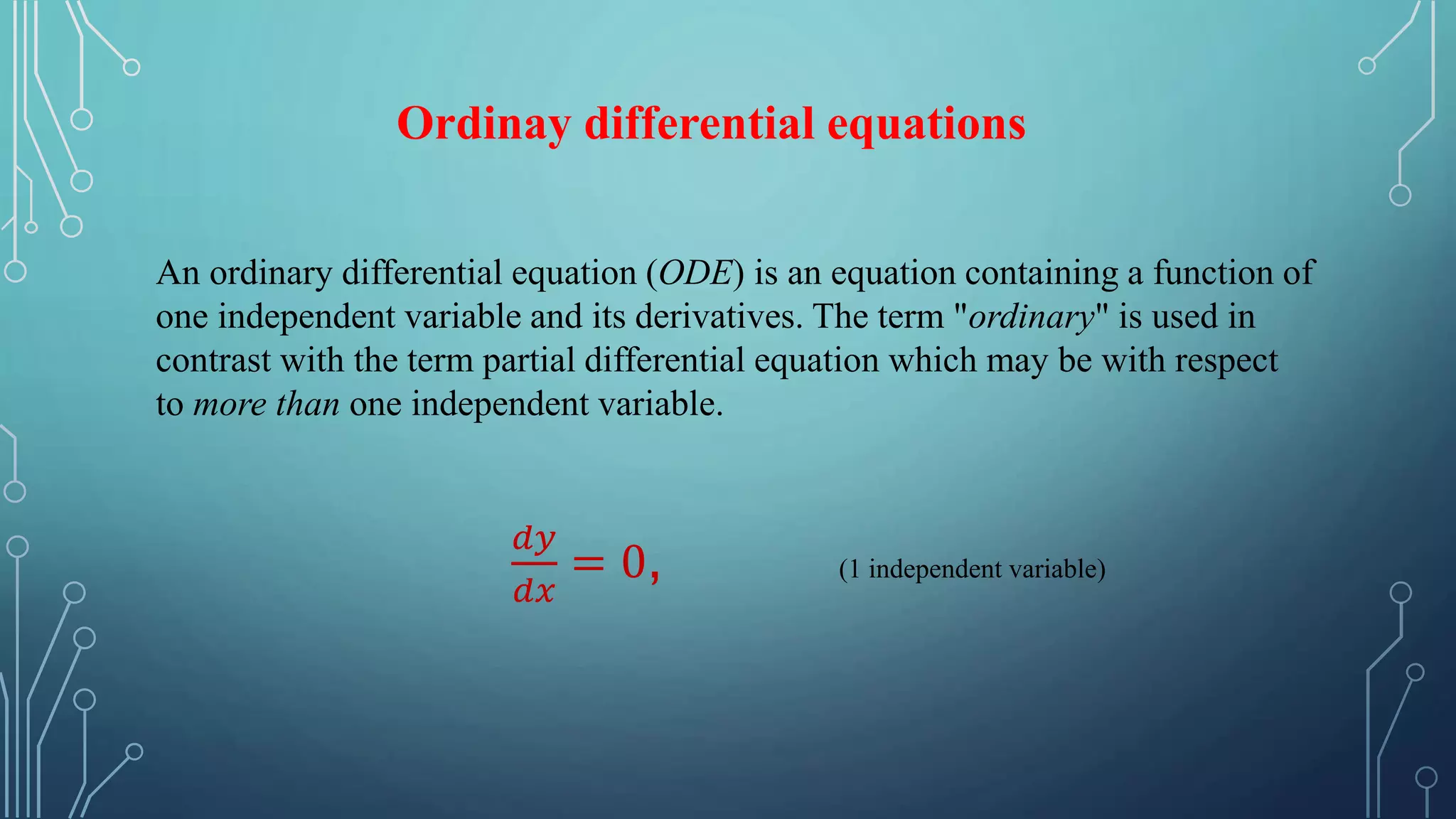 Application of differential equation in ETE | PPTX