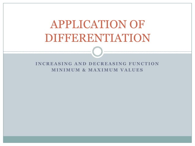 Application of differentiation | PPT