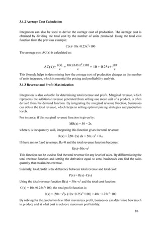 APPLICATION OF DIFFERENTIATION AND INTEGRATION IN MATHEMATICS FOR ...