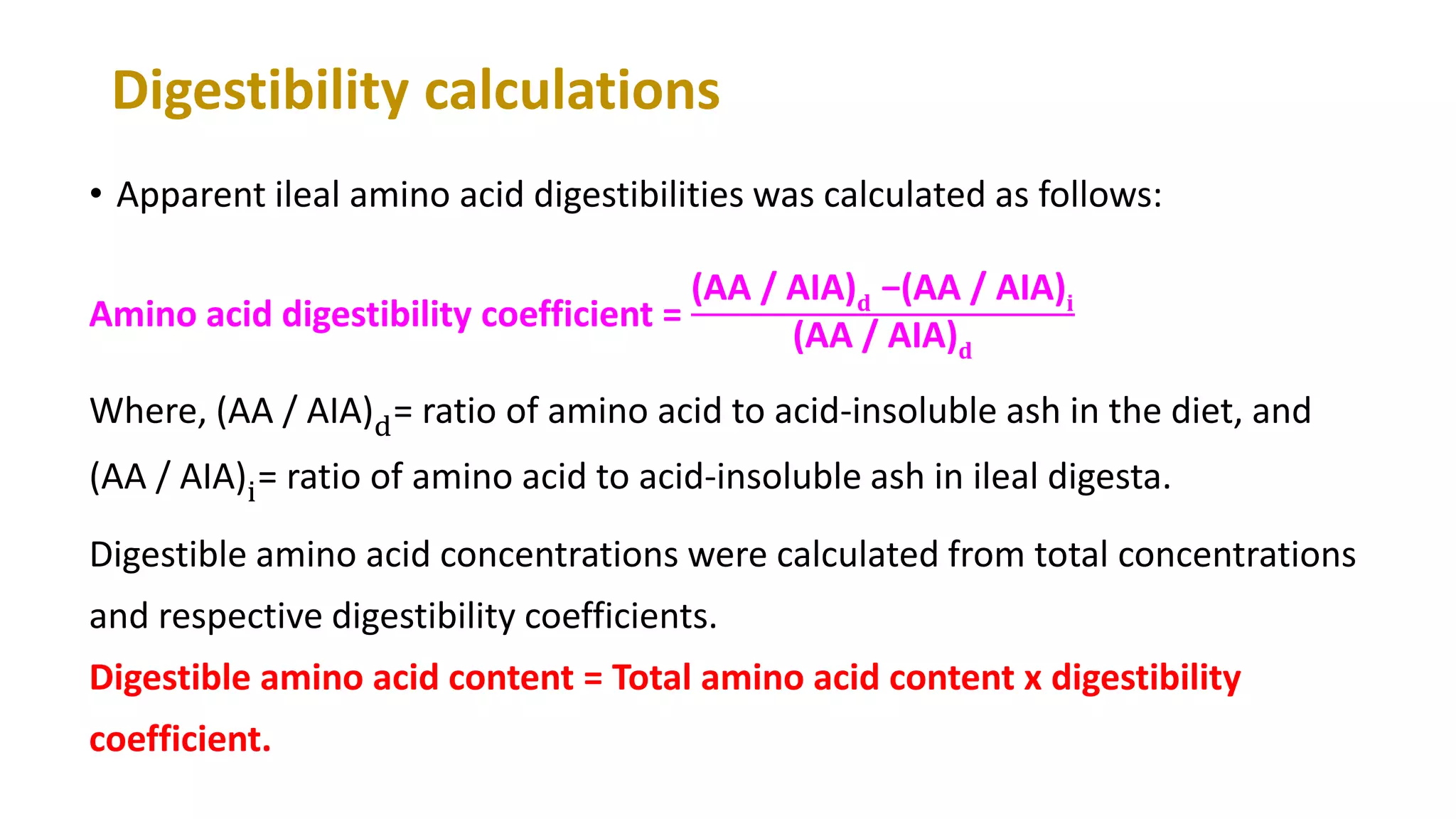 Application of digestibility values in poultry | PPTX